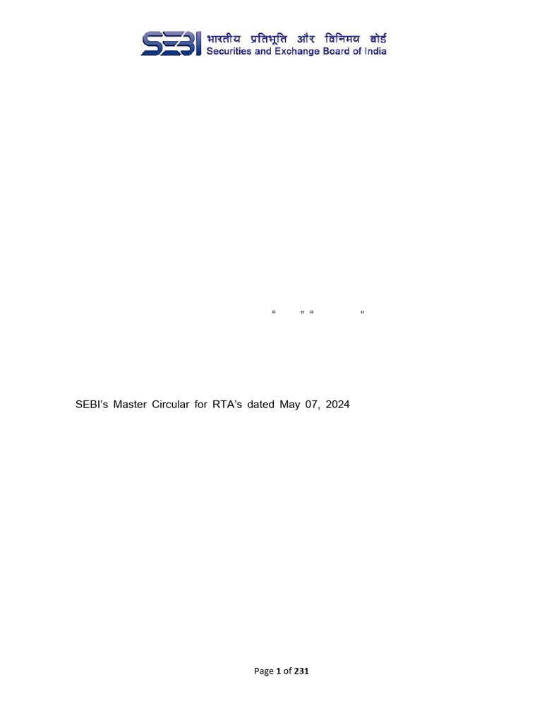 Master Circular | PDF | Securities (Finance) | Regulatory Compliance