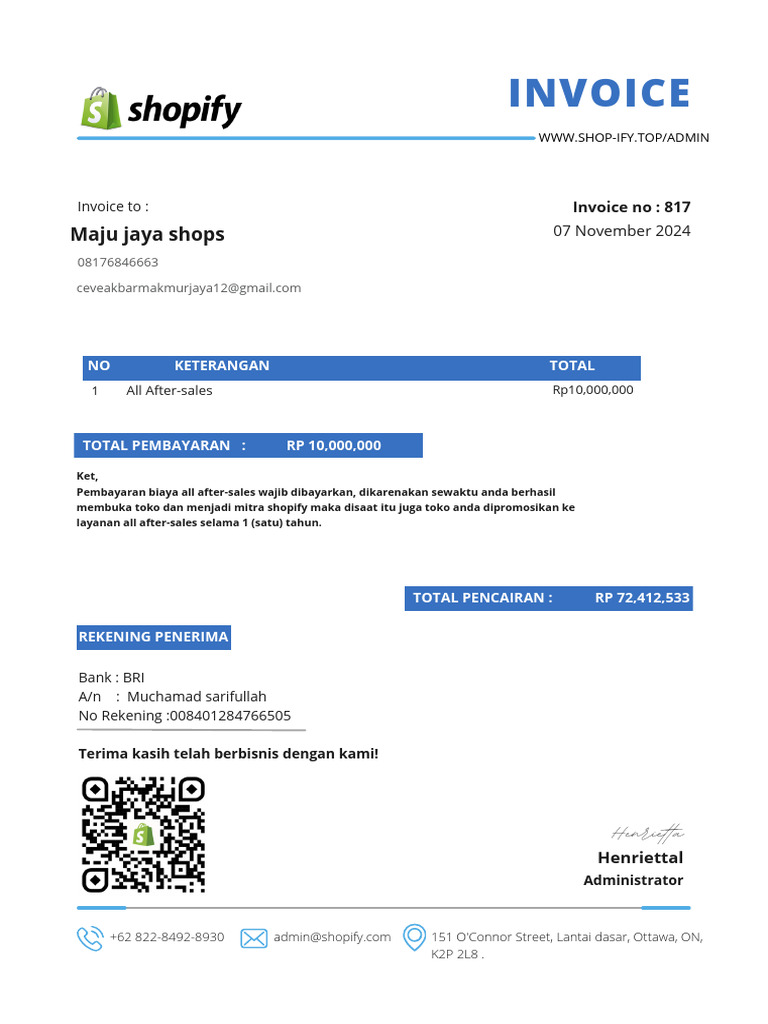 Maju Jaya Shops Invoice | PDF