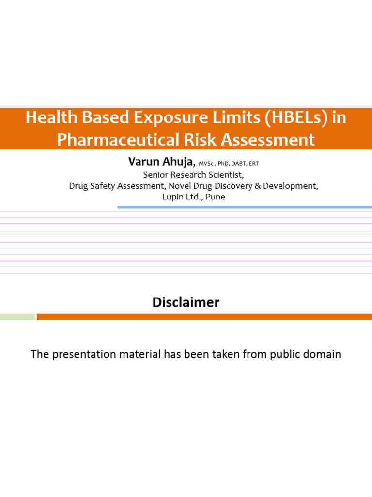 Health Based Exposure Limits HBELsin Pharmaceutical Risk Assessment ...
