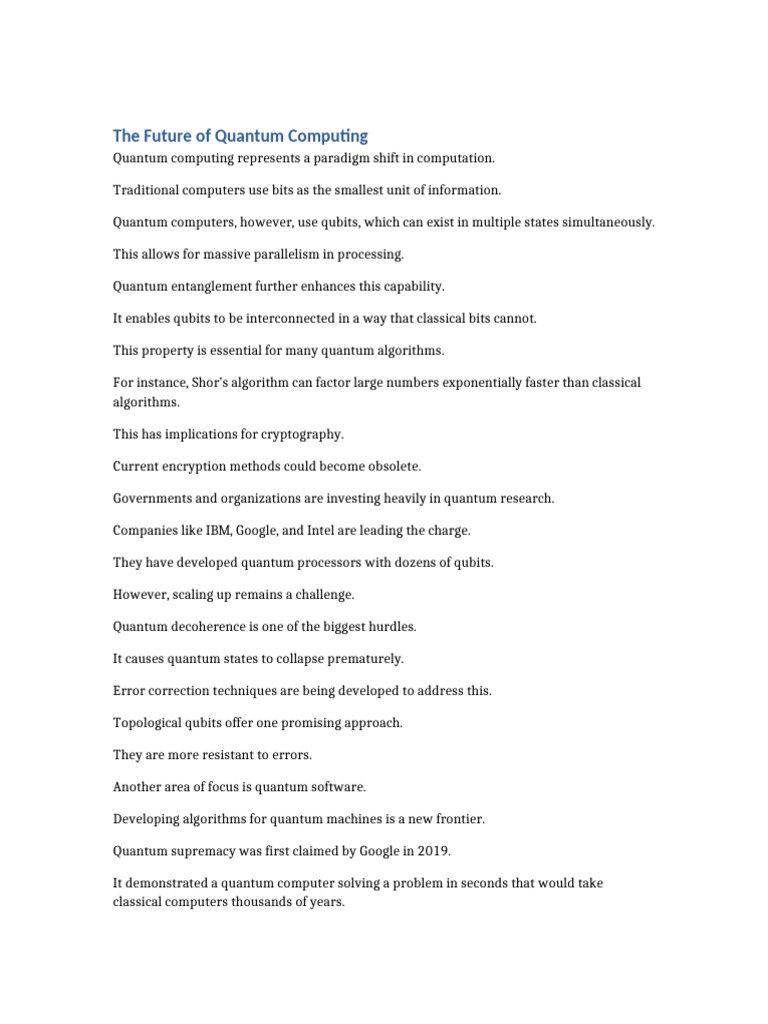 Future of Quantum Computing Explained | PDF | Quantum Computing ...