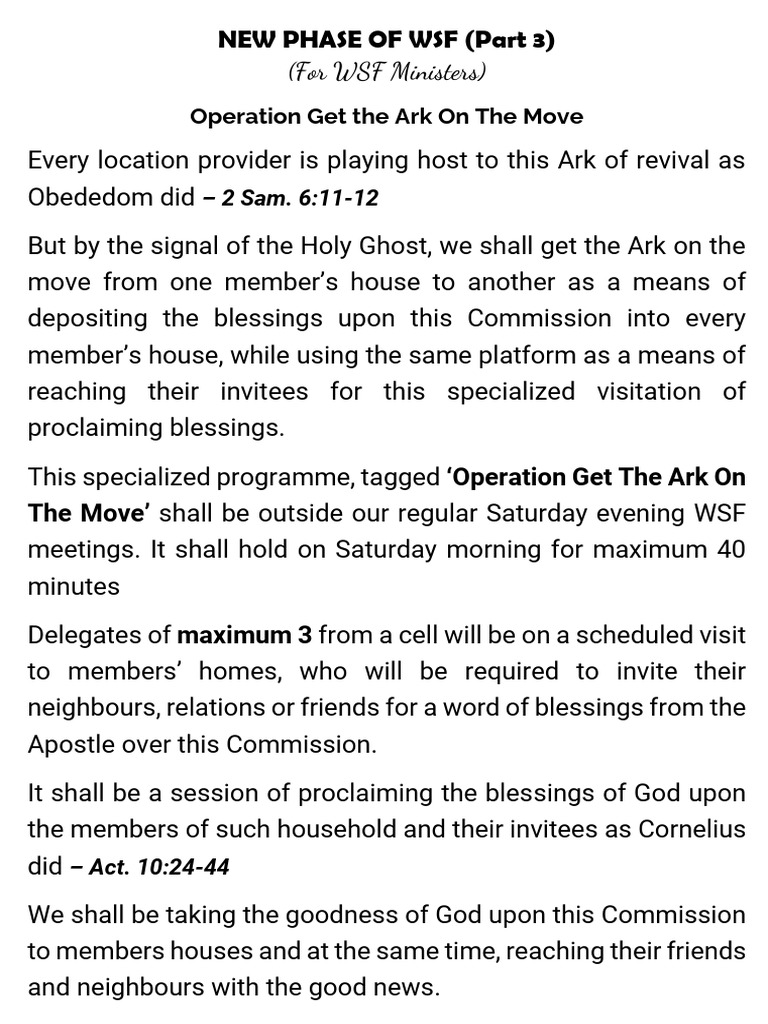 Operation Get the Ark On the Move | PDF | Salvation | Jesus