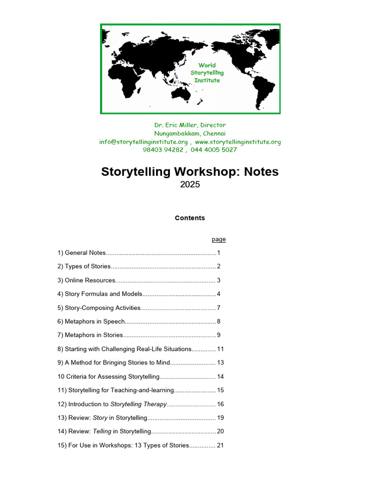 Storytelling Workshop Note | PDF | Fable | Storytelling