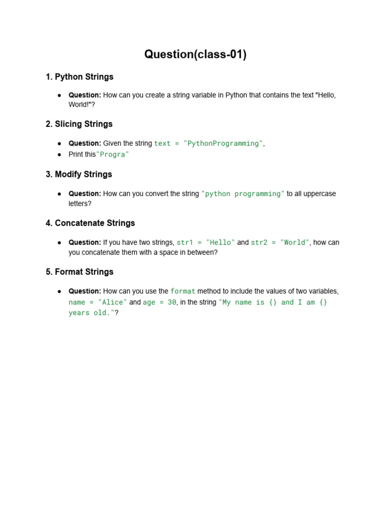 Python String Manipulation Questions | PDF