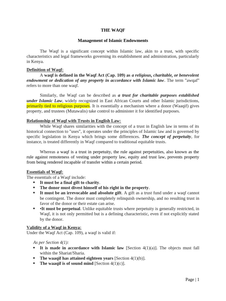 The Waqf - Group 14 Law of Trust | PDF | Justice | Crime & Violence