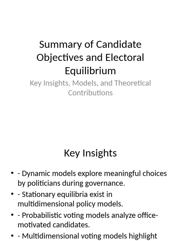 Candidate Objectives and Equilibrium Summary | PDF