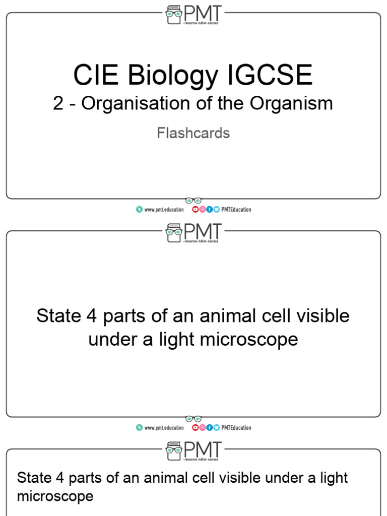 Flashcards - Topic 2 Organisation of The Organism - CIE Biology IGCSE ...