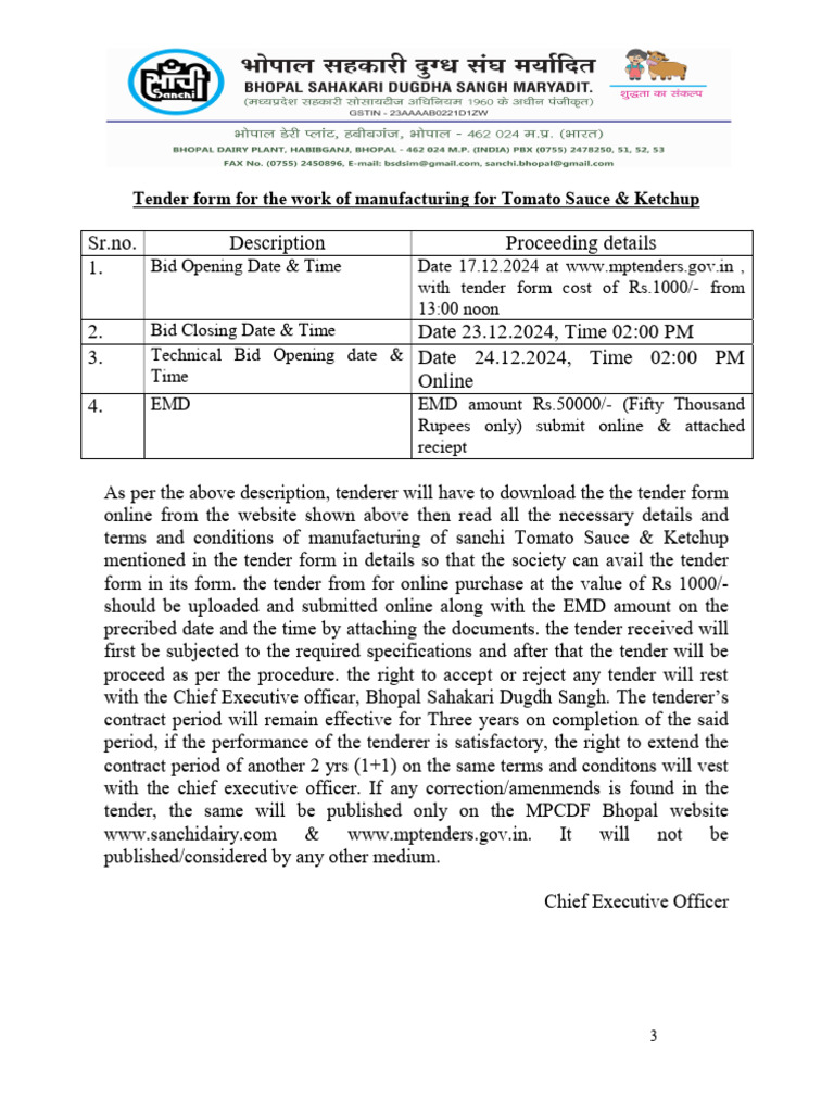 MP Tender Notice | PDF