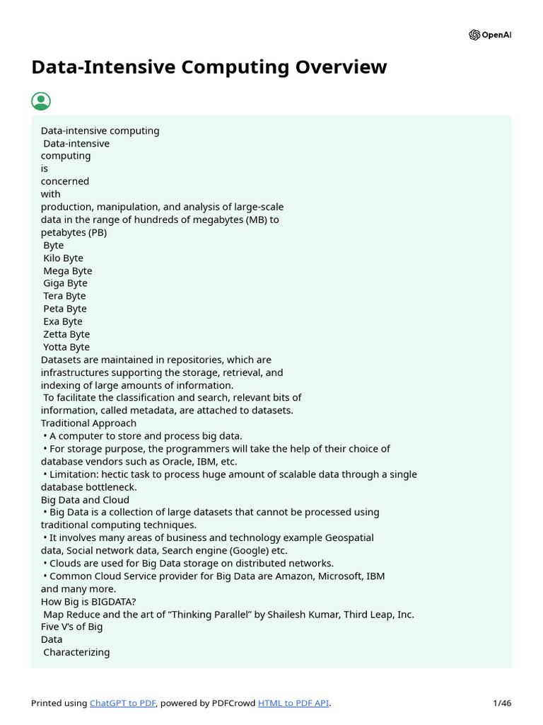 Data-Intensive Computing Overview | PDF | Apache Hadoop | Apache Spark