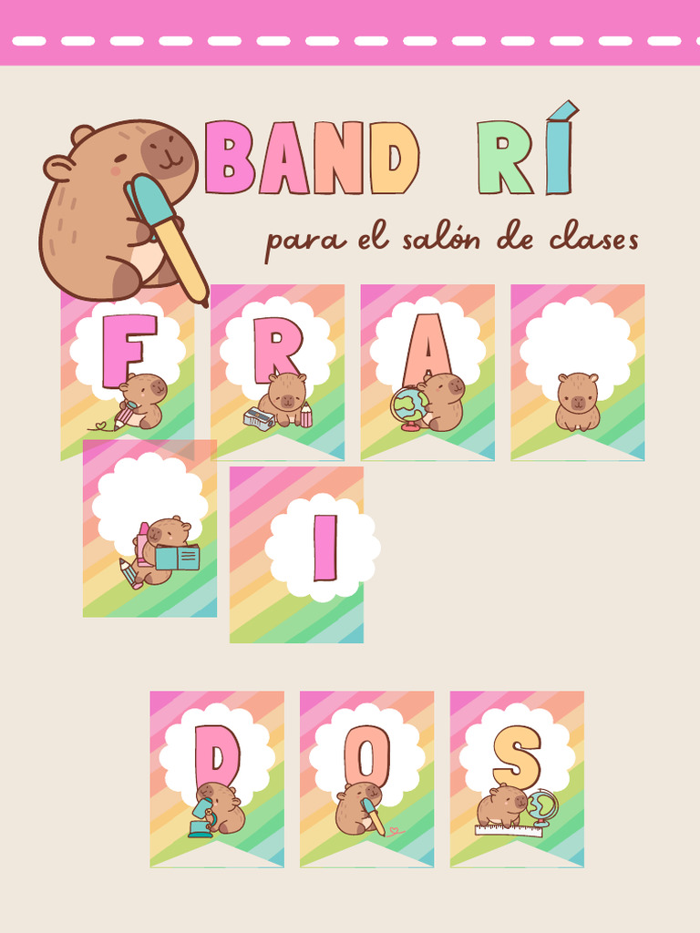 Banderín para El Salón de Clases Bienvenidos Capibara Ilustrado ...