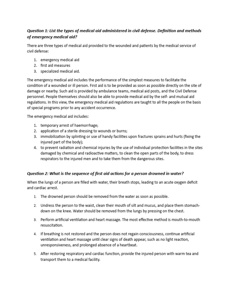 Types of Emergency Medical Aid Explained | PDF | Personal Protective ...
