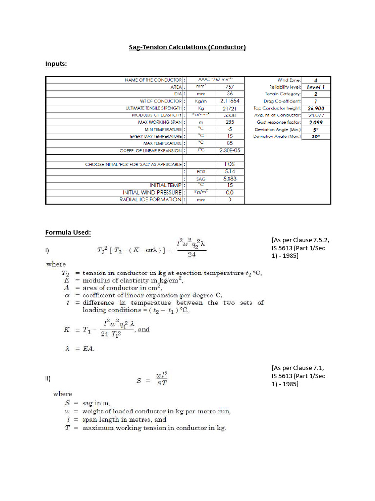 Sag Tension Calculation in - Detail | PDF | Electrical Engineering
