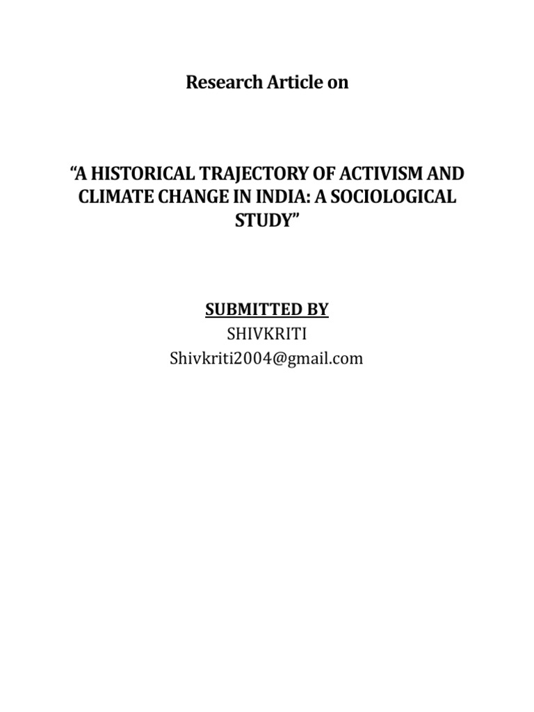 A Historical Trajectory of Activism and Climate Change in India: A ...