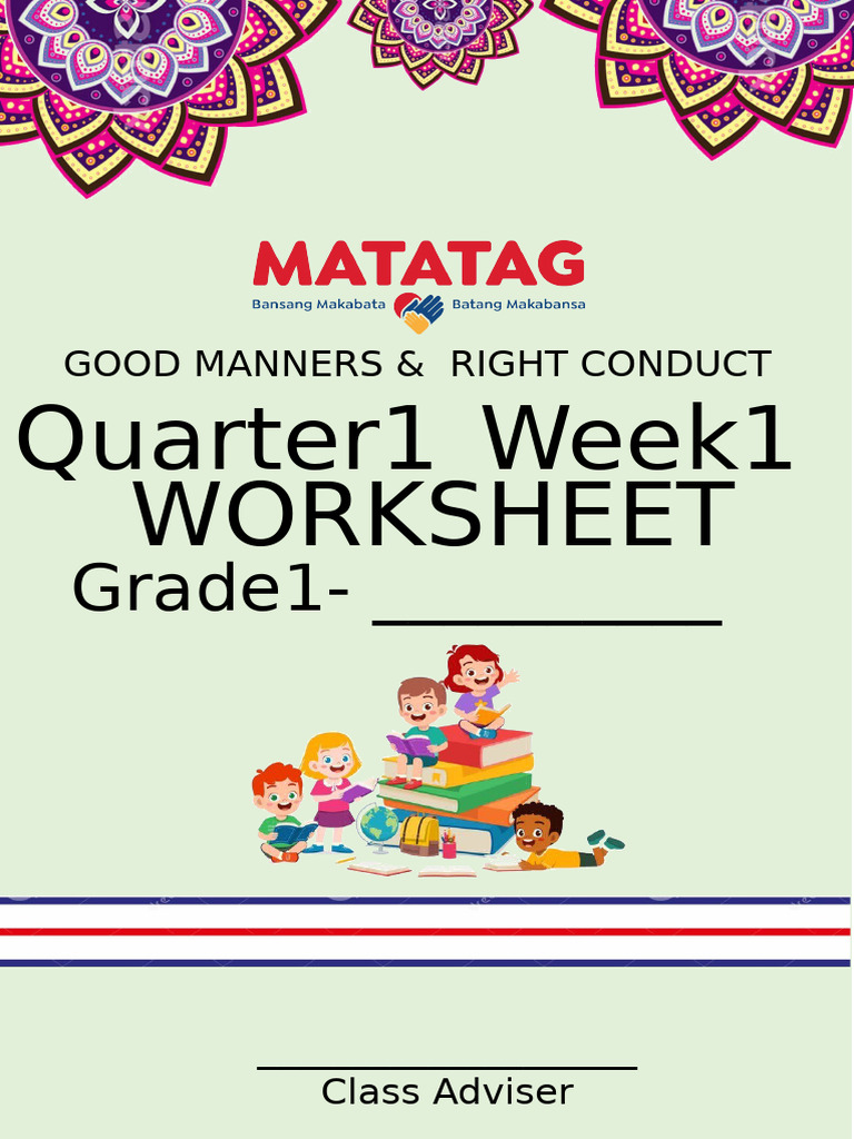 Worksheet Week1 Quarter1: Grade1 | PDF