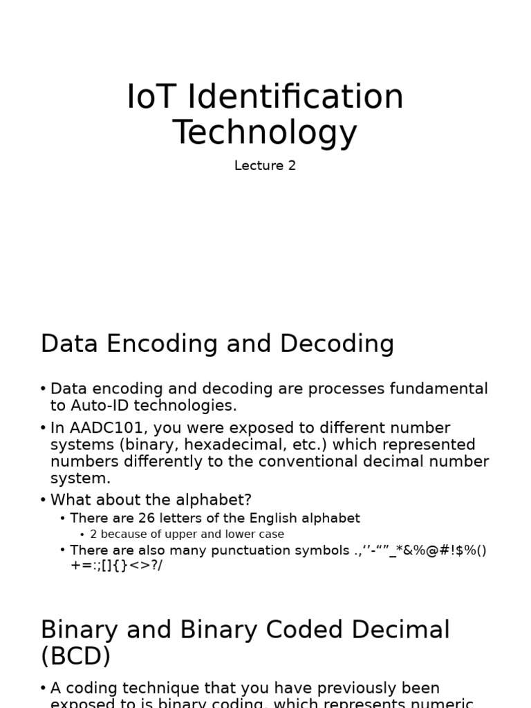 IoT Identification Technology - L2 | PDF | Binary Coded Decimal | Code