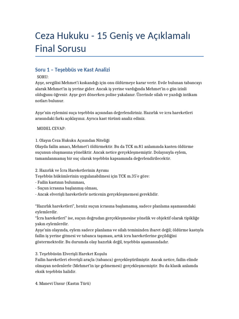 Ceza Hukuku 15 Soru Detayli TAM FORMAT-3 | PDF