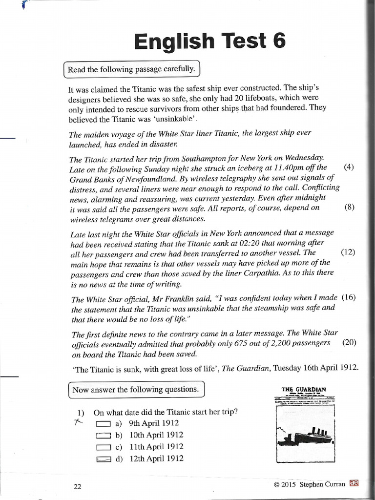 11+ English Test 6 | PDF