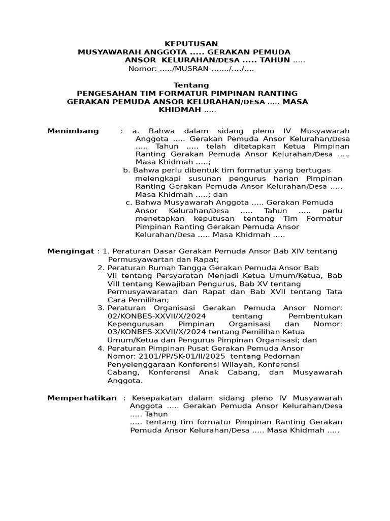 Sidang Pleno V Pengesahan TIm Formatur | PDF