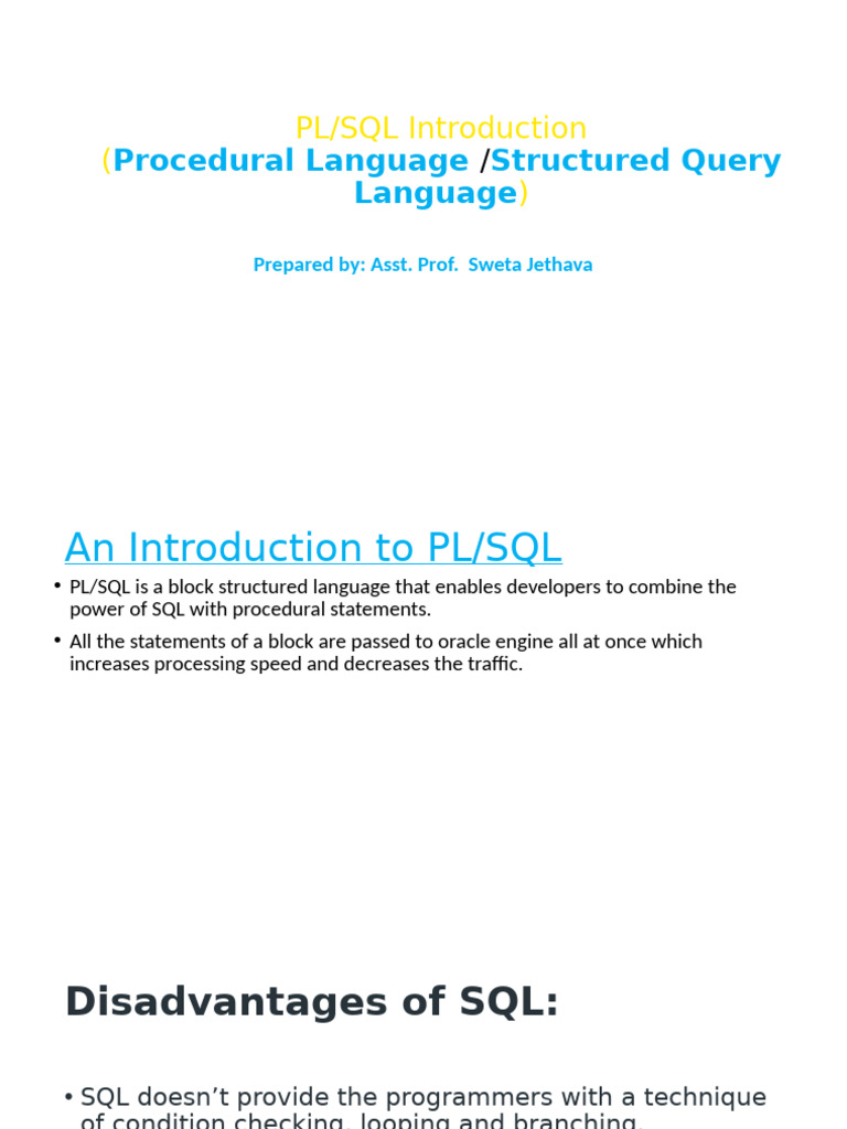 PL/SQL: Features and Differences from SQL | PDF | Pl/Sql | Control Flow