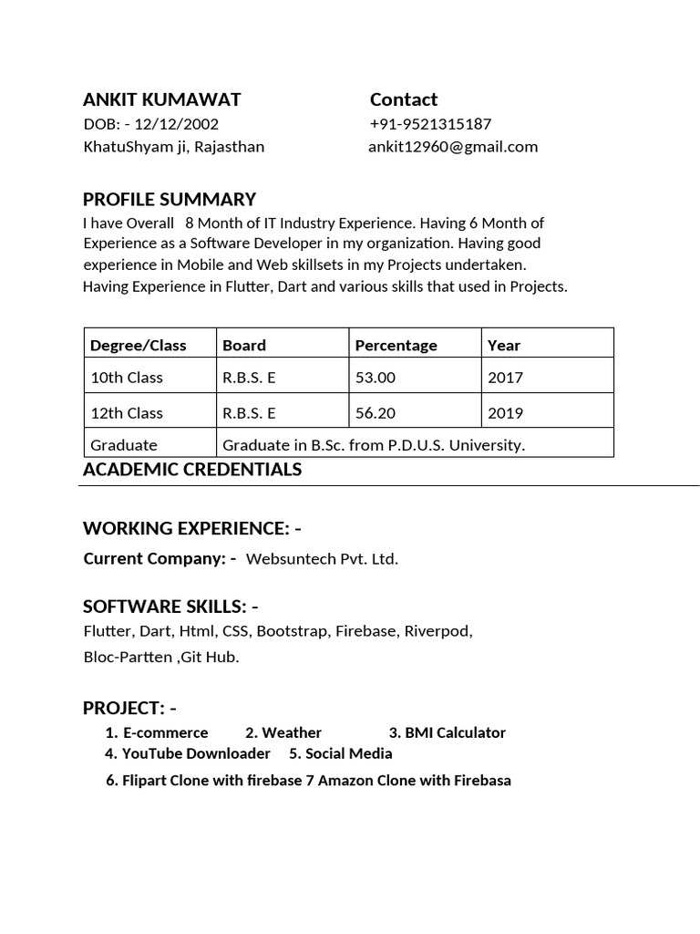 Ankit Kumawat Resume Apna | PDF