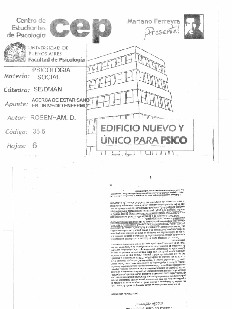 Acerca de Estar Sano en Un Medio Enfermo 2 (Rosenham) | PDF
