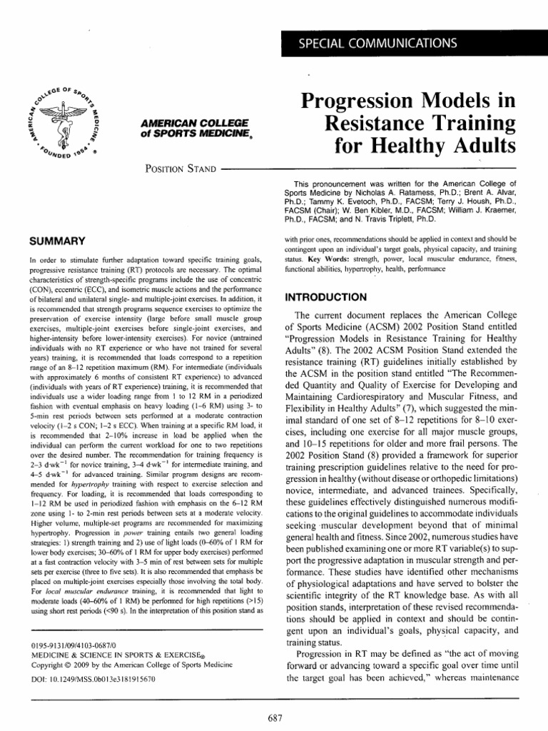 ACSM Resistance Training 2009 | PDF | Wellness | Science & Mathematics