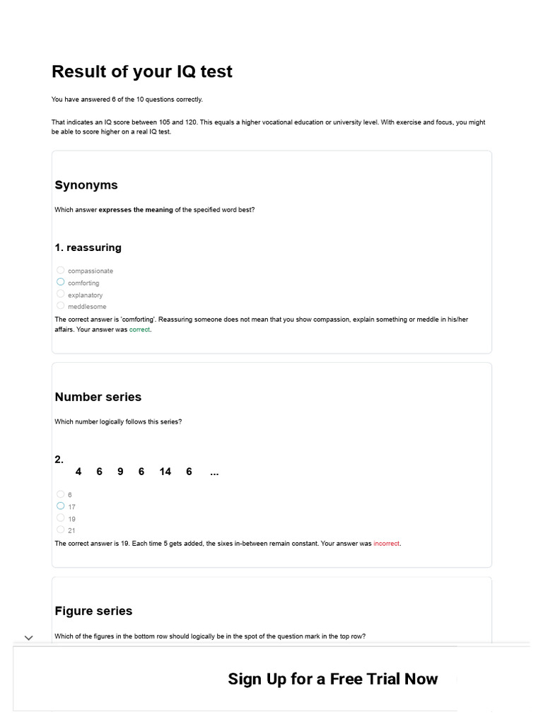 IQ Test. No Obligations, Free Online IQ Test at | PDF | Intelligence ...