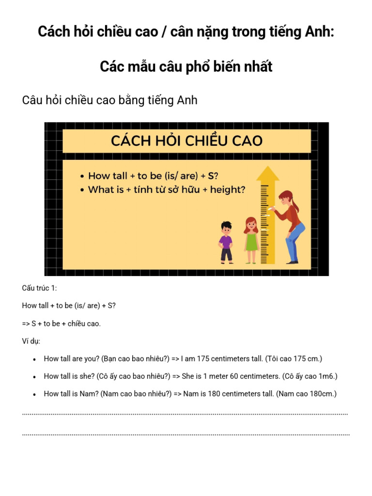 Chiều Cao: Cân Nặng | PDF