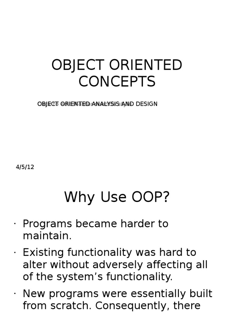 Object Oriented Concepts | PDF | Class (Computer Programming ... Object Oriented Concepts | PDF | Class (Computer Programming ...