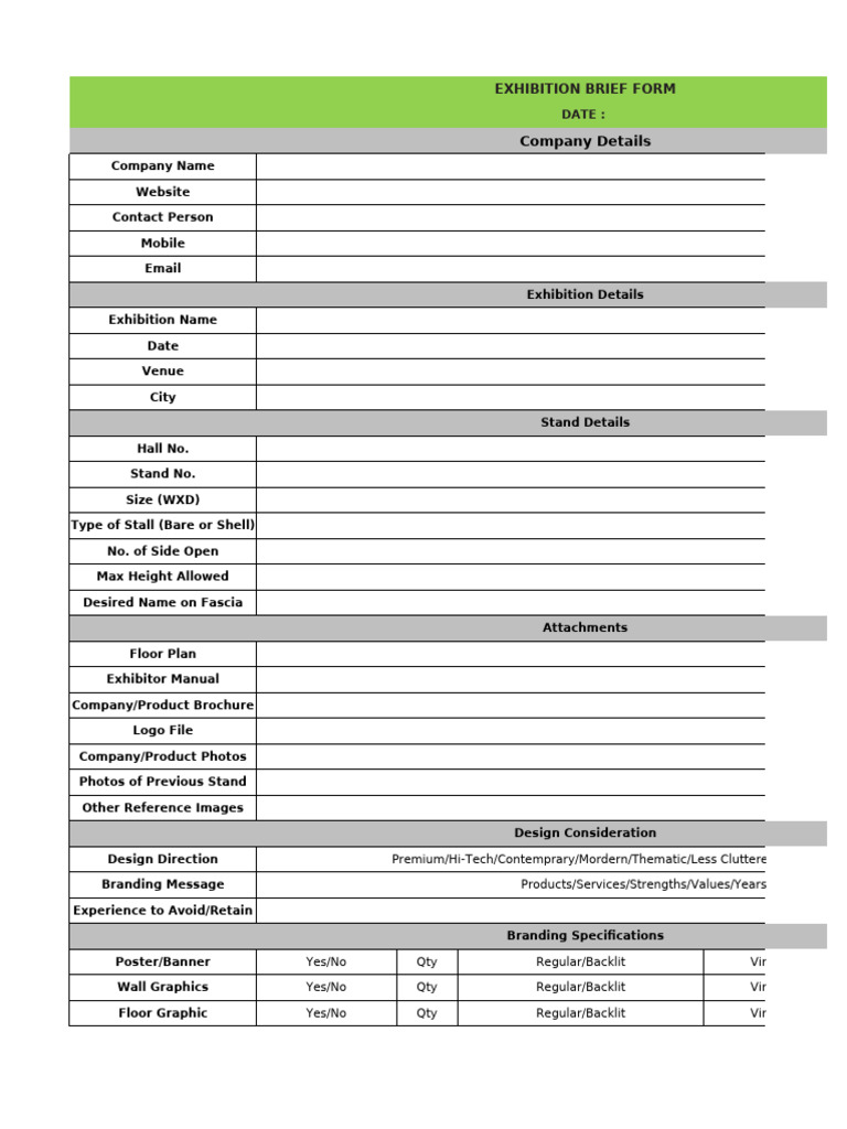 Exhibition Stall Design Brief Form | PDF | Desktop Computer | Chair