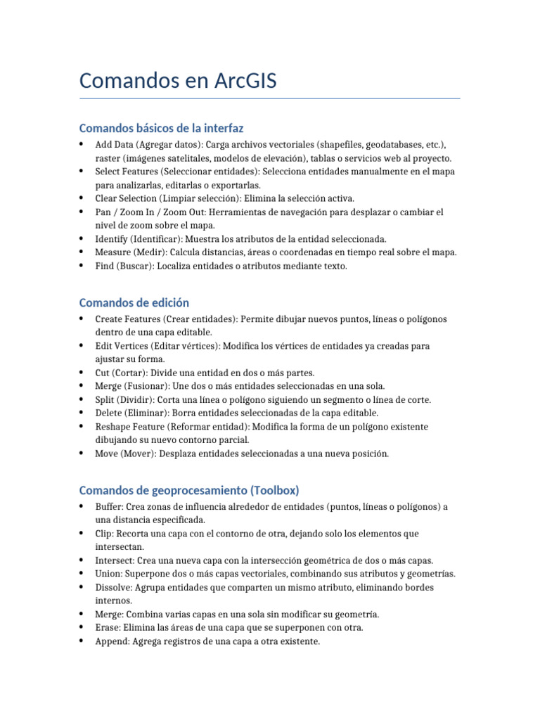 Comandos ArcGIS | PDF | Informática