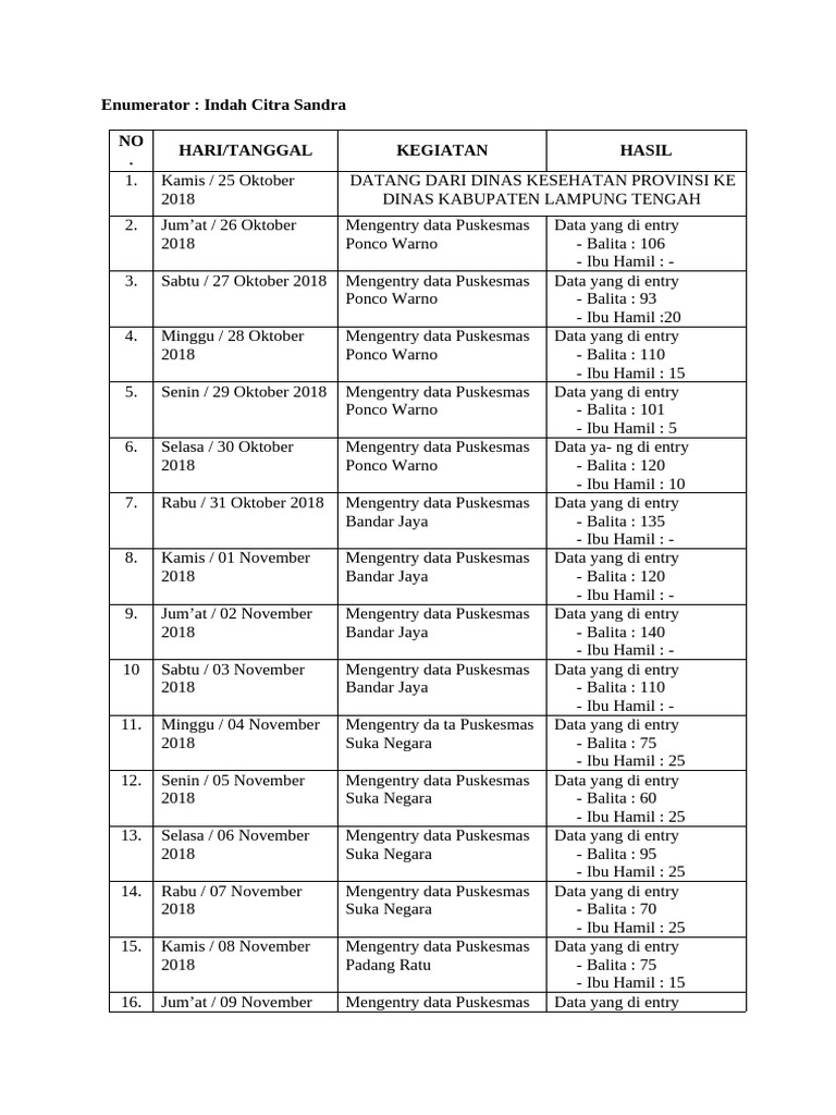 Laporan Enumerator | PDF