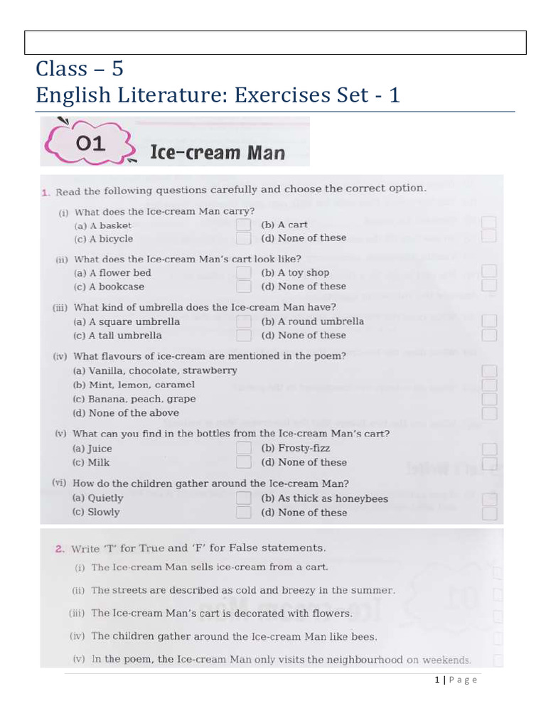 5 Eng Ex Set1 | PDF