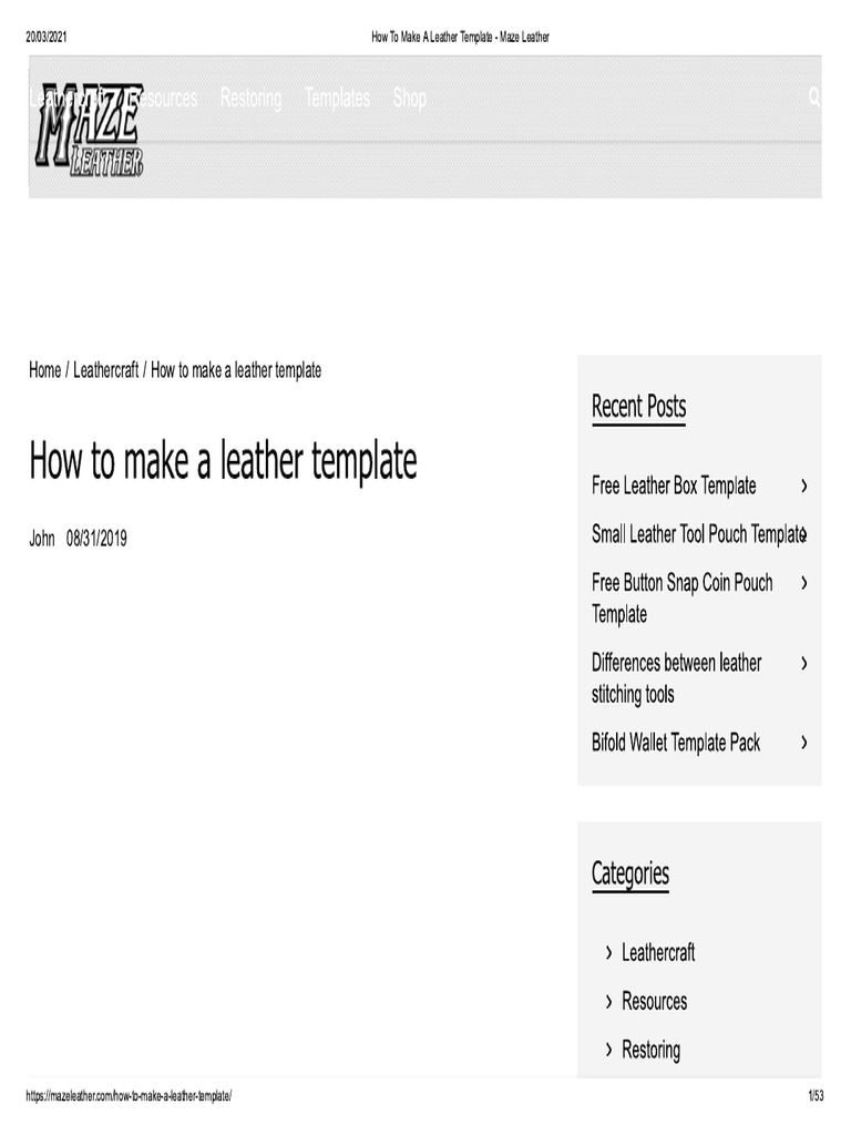 How To Make A Leather Template - Maze Leather | PDF