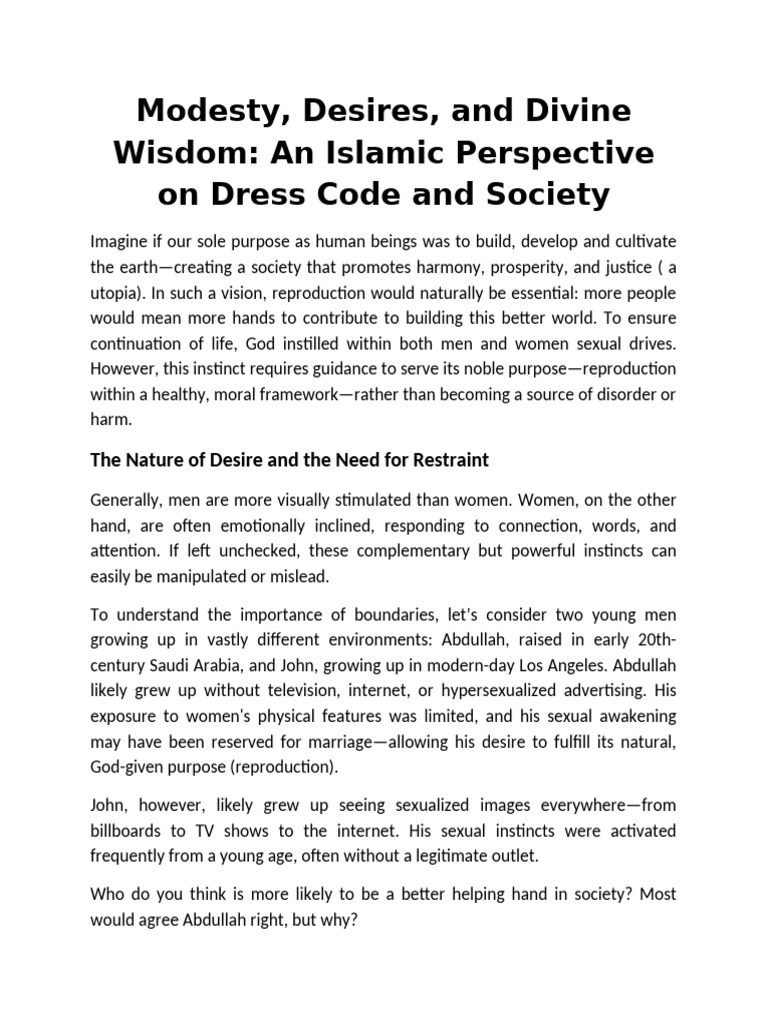 Modesty, Desire, and Divine Wisdom An Islamic Perspective On Dress Code ...