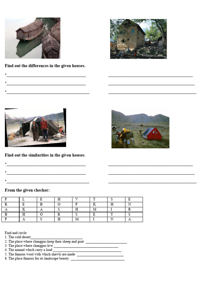 Class 5 EVS: Houses and Landscapes Worksheet | PDF