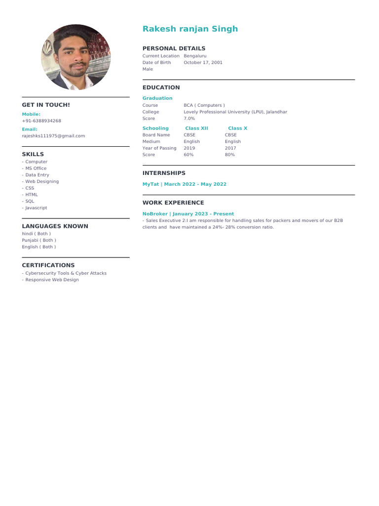 Rakesh Ranjan Singh Resume | PDF