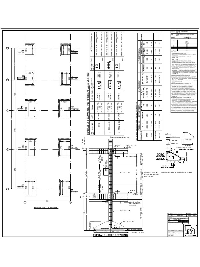 RCC Footing and Column Layout Details | PDF | Concrete | Composite Material
