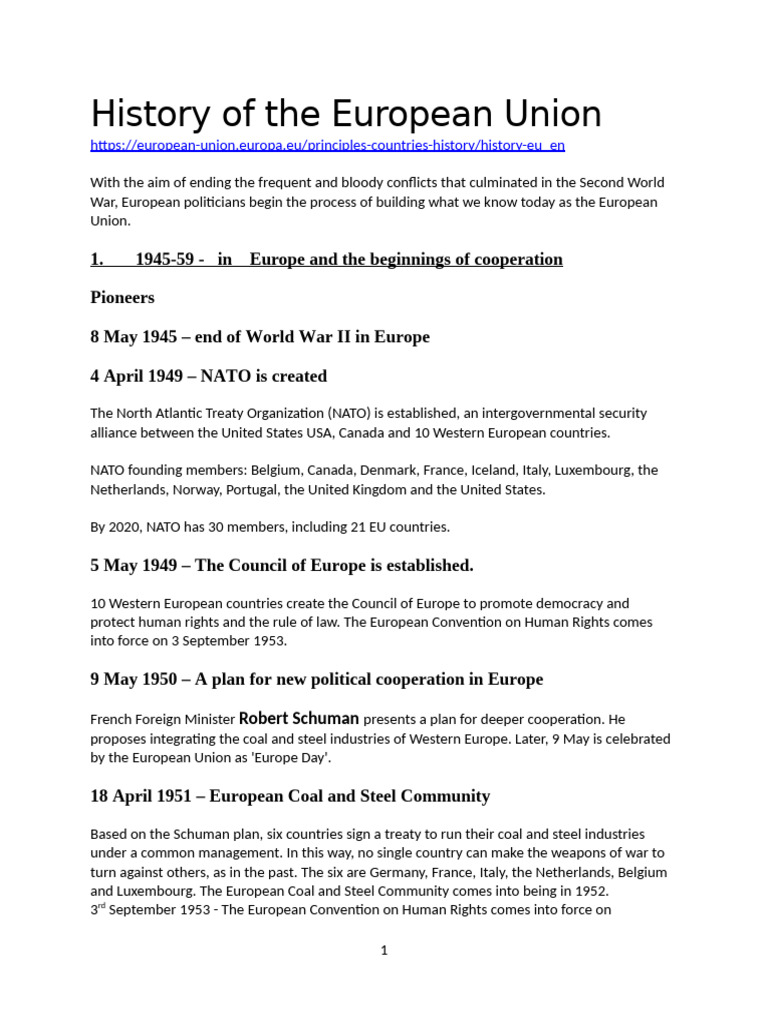 Founding History of the EU | PDF | European Economic Area | European Union