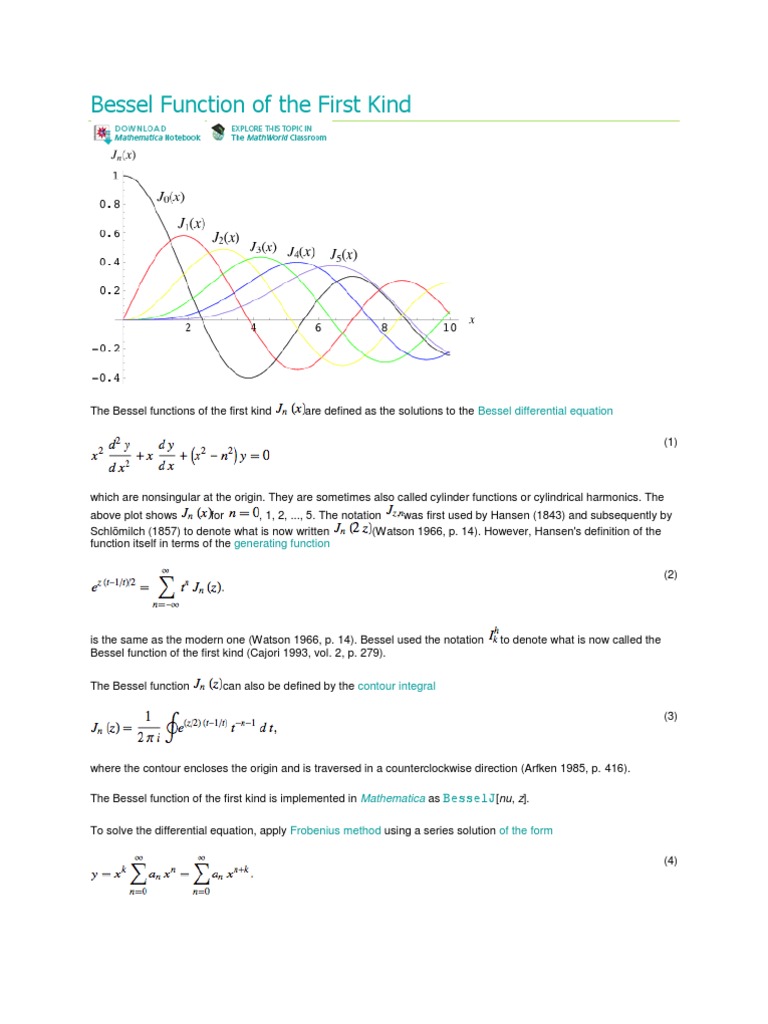 Bessel Function of The First Kind | PDF | Rotation | Mathematical Analysis