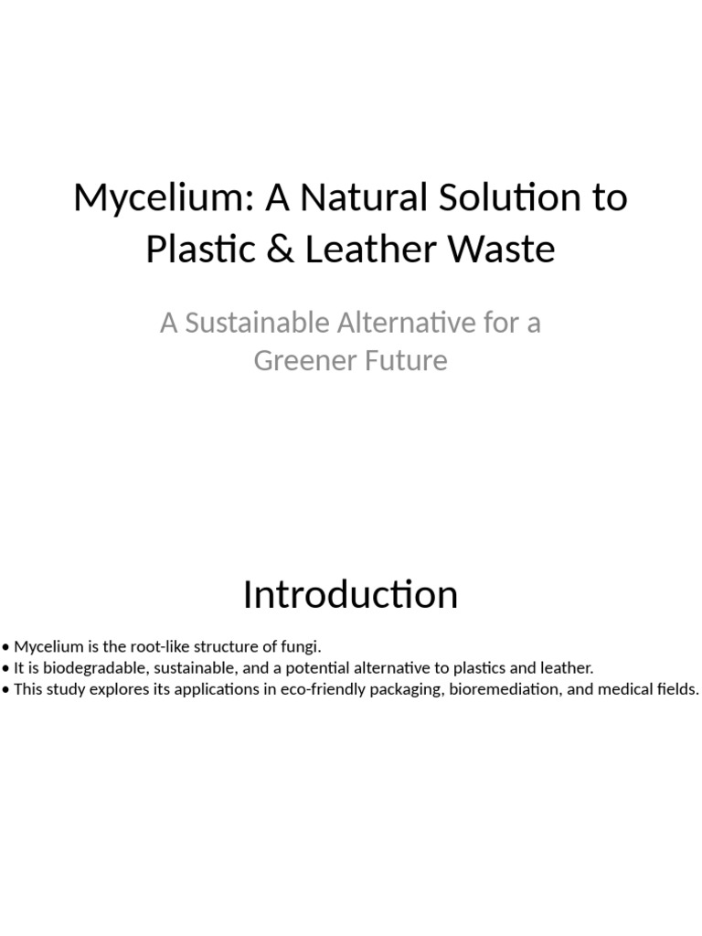 Mycelium: Eco-Friendly Plastic & Leather Alternative | PDF