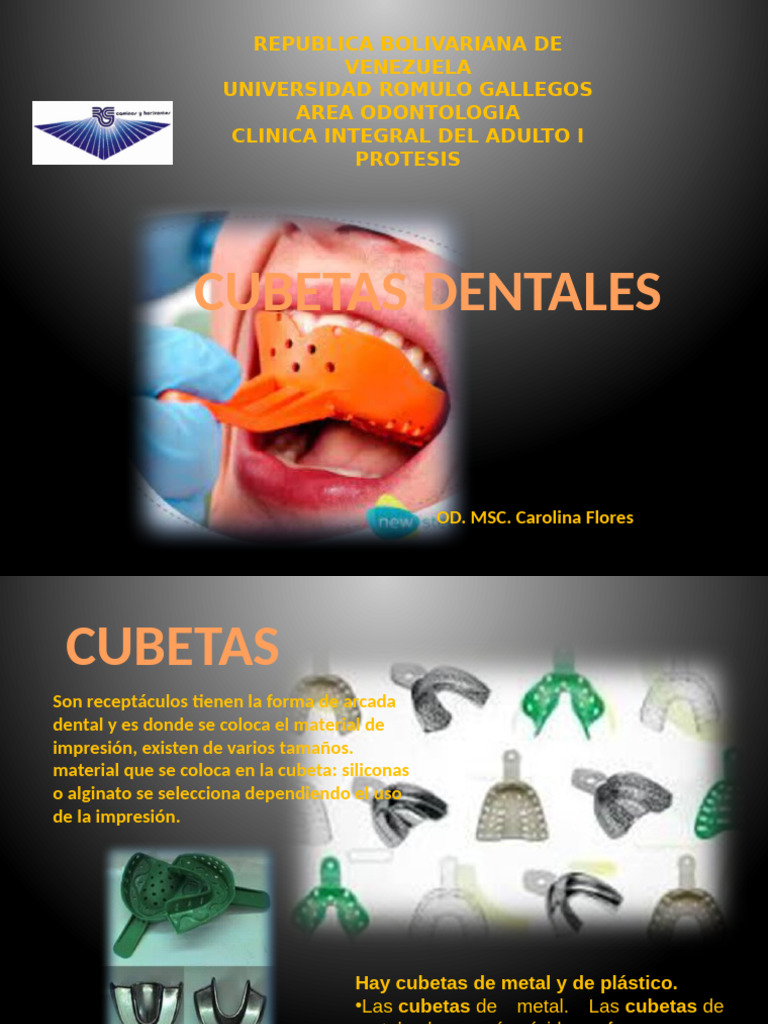 Tipos y características de cubetas dentales | PDF