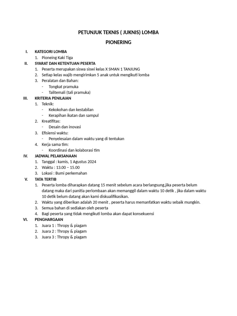 juknis pionering baru | PDF