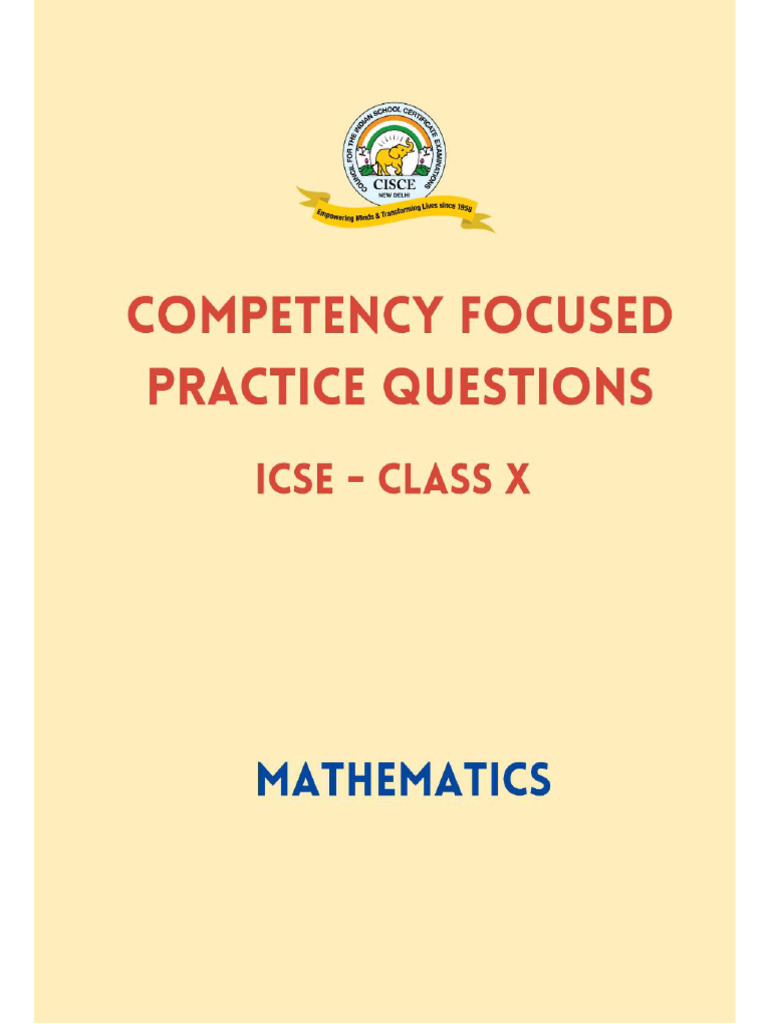 ICSE Class 10 Competency Based Questions Mathematics 2025 | PDF