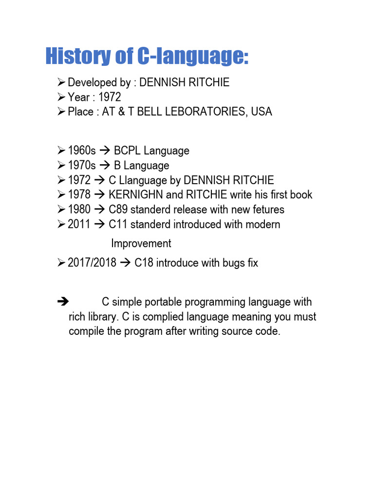 History of C Language | PDF