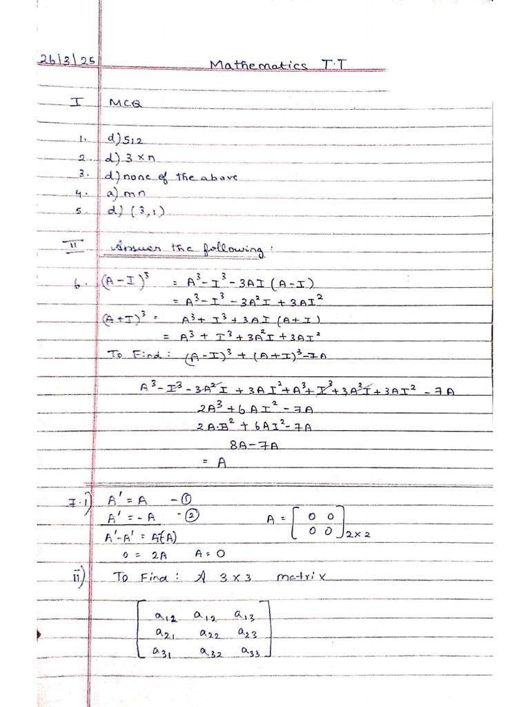 Answer Key Mathematics | PDF
