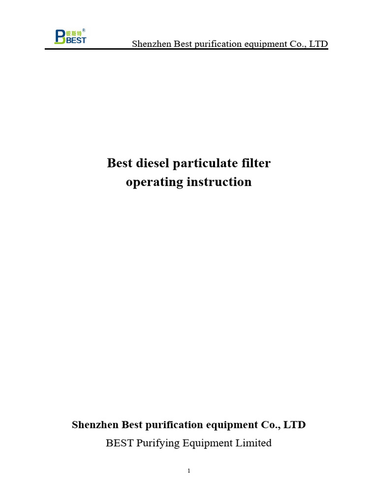 Best Diesel Particulate Filter Operating Manual (Time and Back Pressure ...