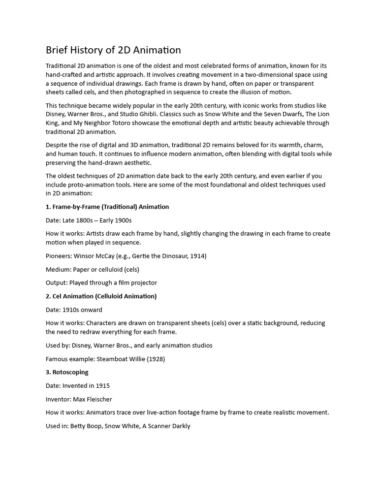 Brief History of 2d Animation | PDF | Animation