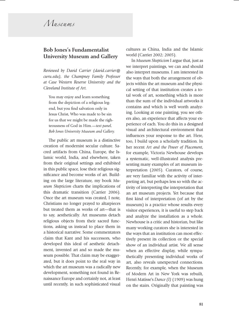 Carrier 2008 Curator The Museum Journal | PDF | Museum