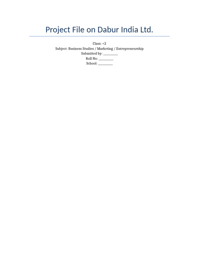 Dabur Project File Class 12 Extended | PDF | Business Model | Innovation