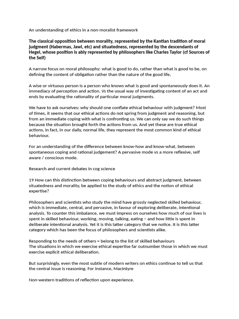 Ethics Beyond Moral Judgment: A Pragmatic Approach | PDF | Reason | Virtue